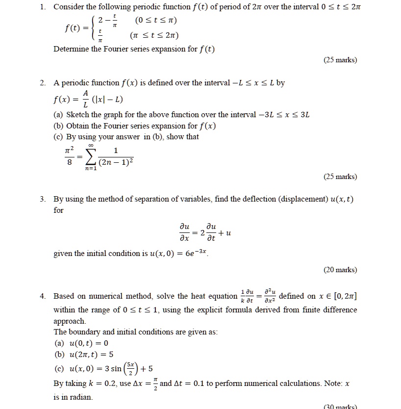 consider the following periodic function ft of period of z1 over the ...