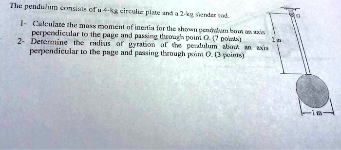 The pendulum consists of a 4-kg circular plate and a 2-kg slender rod ...