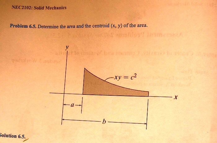 SOLVED: NEC2102: Solid Mechanics Problem 6.5. Determine the area and the centroid (x, y) of the ...