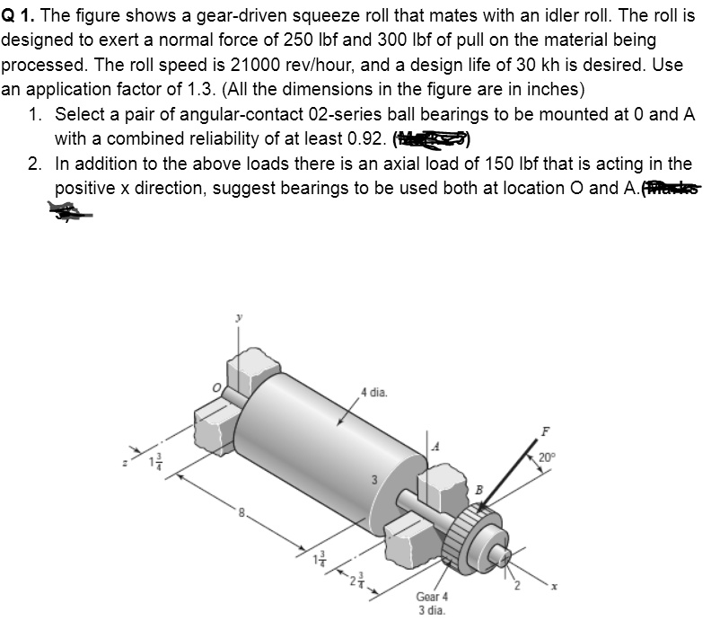SOLVED: Q 1. The figure shows a gear-driven squeeze roll that mates ...