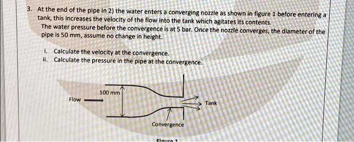 3. At the end of the pipe in 2) the water enters a converging nozzle as ...