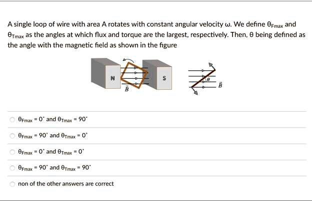 SOLVED:A single loop of wire with area A rotates with constant angular ...