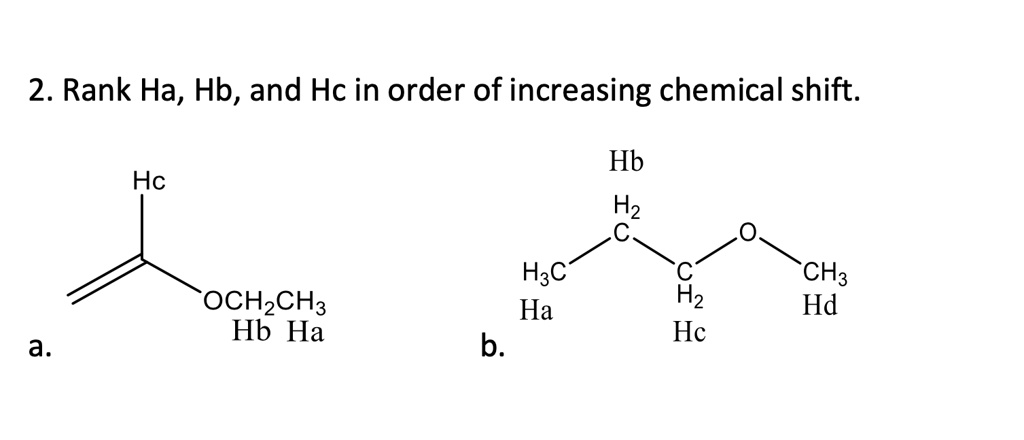 2. Rank Ha, Hb, and Hc in order of increasing chemical...