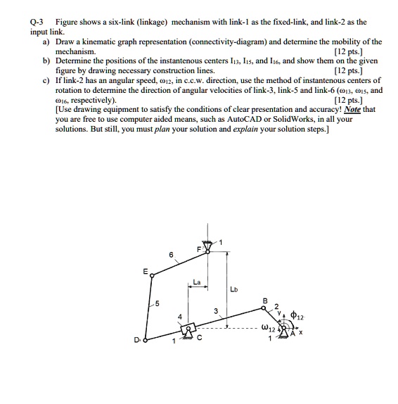 Q-3 Figure shows a six-link (linkage) mechanism with link-1 as the ...