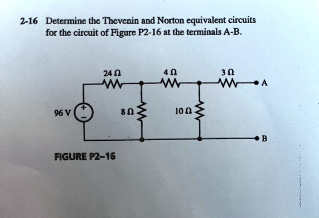 SOLVED: Determine the Thevenin and Norton equivalent circuits for the ...