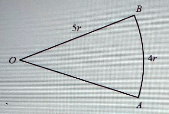SOLVED: The diagram shows a sector of a circle, center O, radius 5r. The length of the arc AB is ...