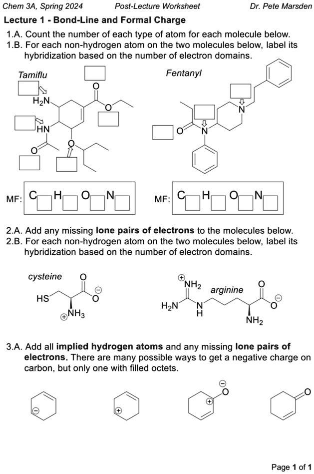 chem 3a spring 2024 post lecture worksheet dr pete marsden lecture 1 ...