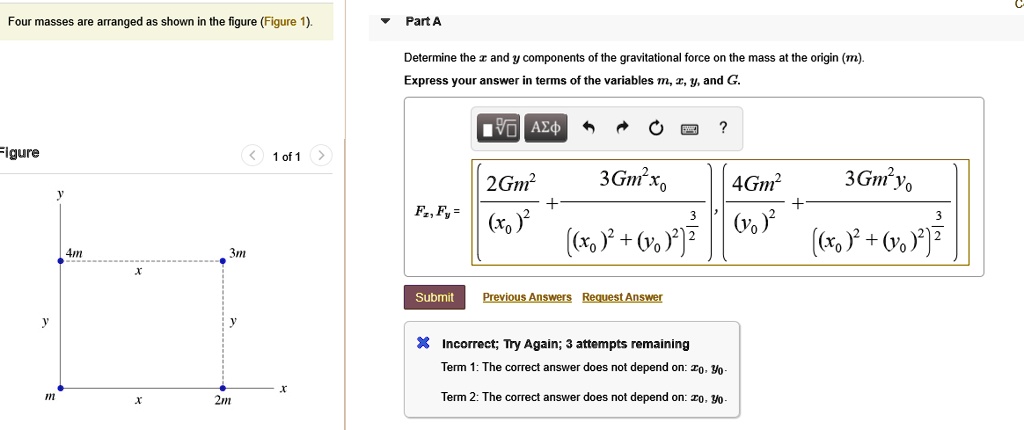 four masses are arranged as shown in the figure figure 1 pan a ...