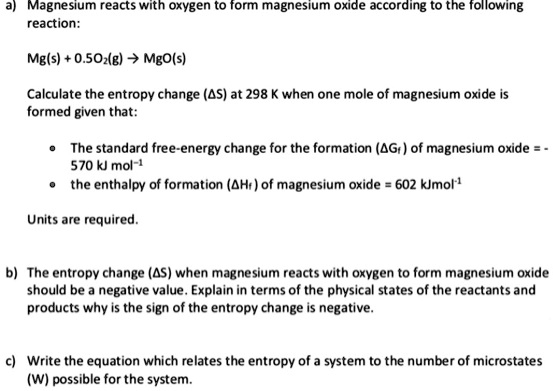 magnesium reacts with oxygen t0 form magnesium oxide according t0 the ...