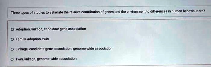 three types of studies to estimate the relative contribution of genes ...
