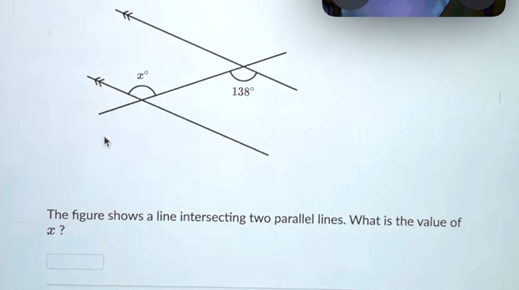138° The figure shows a line intersecting two parallel lines. What is the value of x?
