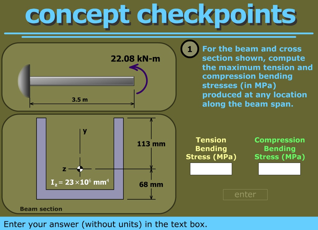 concept checkpoints 3.5 m 22.08 kN-m 1 For the beam and cross section ...
