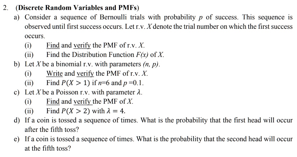Solved Discrete Random Variables And Pmfs A Consider Sequence Of 5706