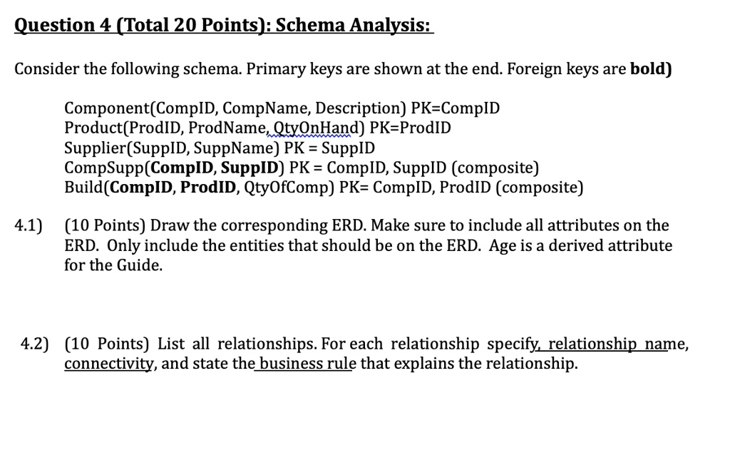 Solved Please Help If You Know Mysql Question 4 Total 20 Points Schema Analysis Consider