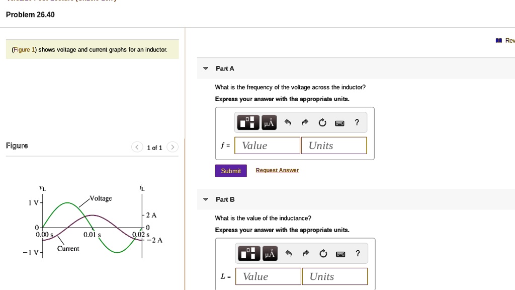 SOLVED: Problem 26.40 (Figure 1) shows voltage and cunent graphs for an ... SOLVED: Problem 26.40 (Figure 1) shows voltage and cunent graphs for an ...