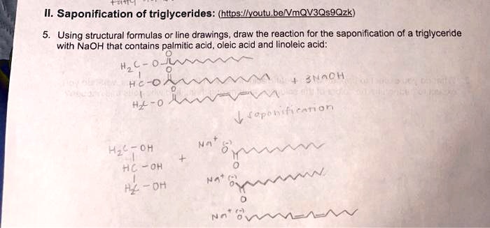 SOLVED: II. Saponification of triglycerides: (btteslyoutubeNnQV3Os9ozk ...