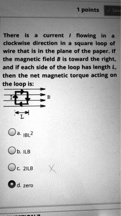 SOLVED: There is a current I flowing in a clockwise direction in a ...