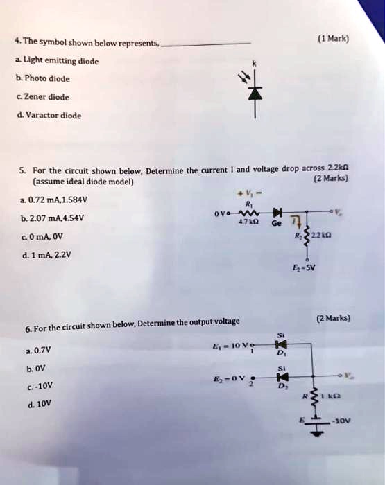 SOLVED: The symbol shown below represents: a. Light emitting diode b. Photodiode c. Zener diode ...