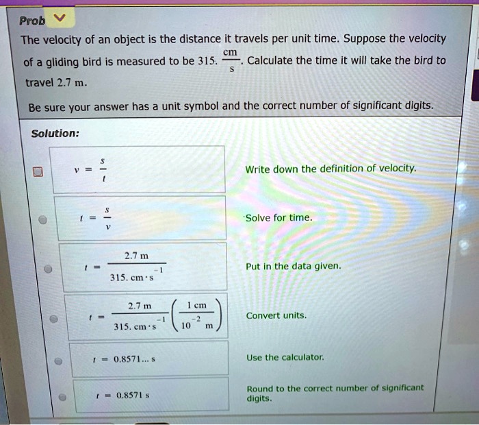 SOLVED: Prob The velocity of an object is the distance it travels per ...