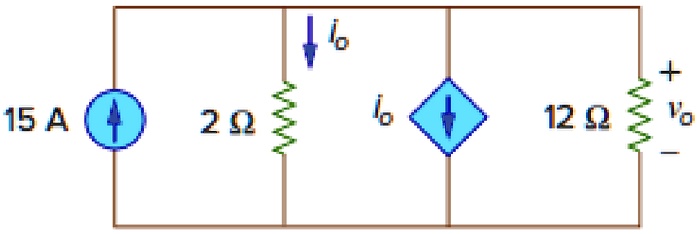 SOLVED: Find current io and voltage vo in the circuit shown in Figure. + Vo 15 A 2 12