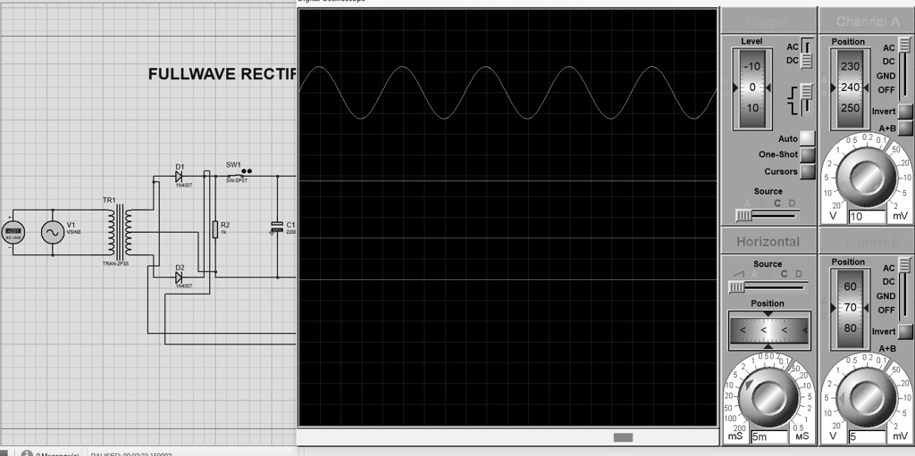 FULLWAVE RECTIF V1 TR1 SW1 Channel A Level Position AC DC -10 230 GND 0 ...