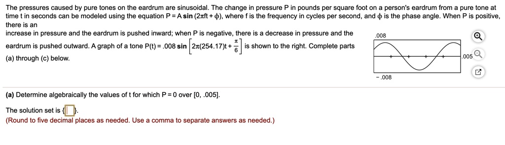 SOLVED: The pressures caused by pure tones on the eardrum are ...