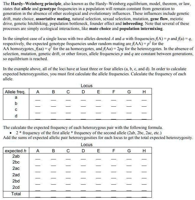 The Hardy-Weinberg principle, also known as the...