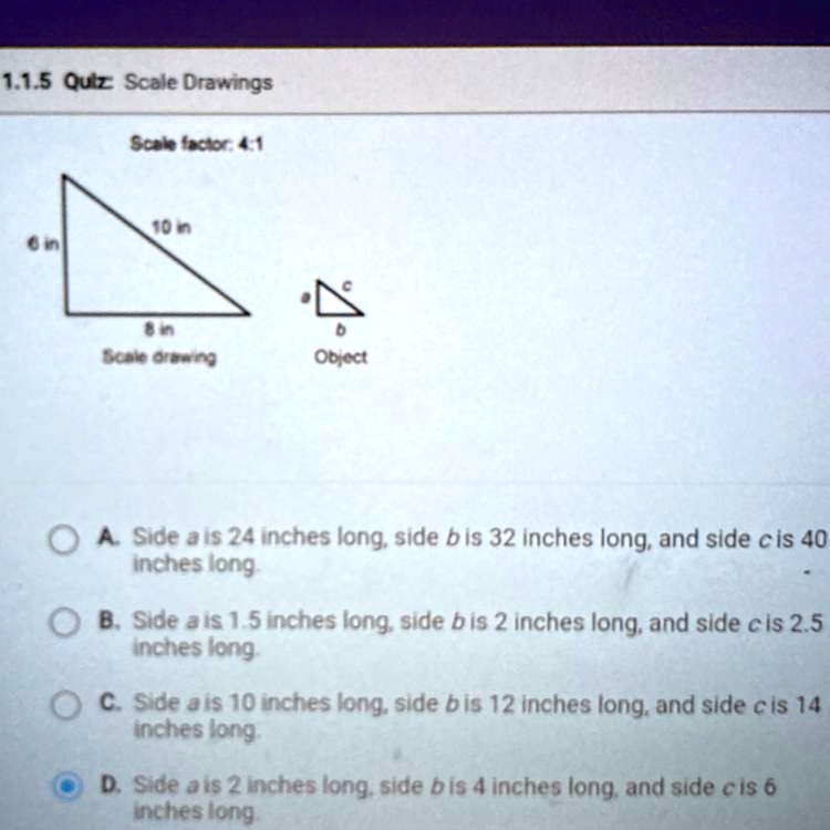 SOLVED: 'Use the given scale factor and the side lengths of the scale drawing to determine the ...