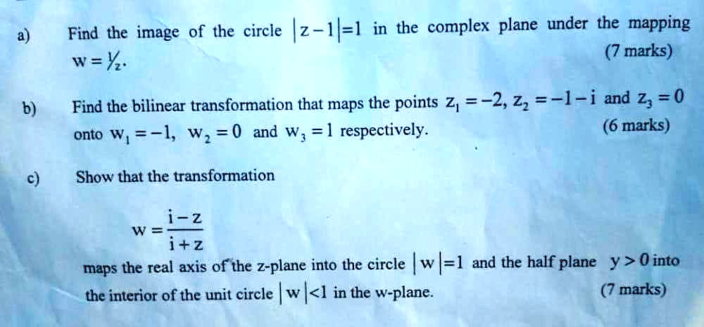 find the image of the circle iz 1 1 in the complex plane under the ...
