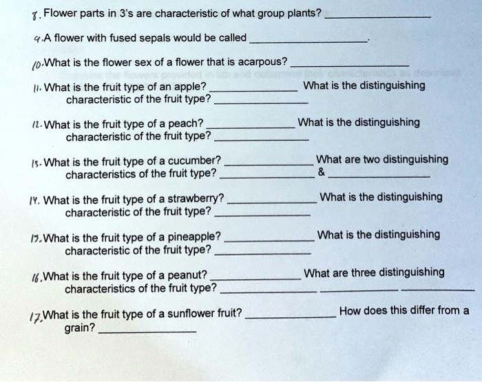 SOLVED: 7. Flower parts in 3*s are characteristic of what group plants ...