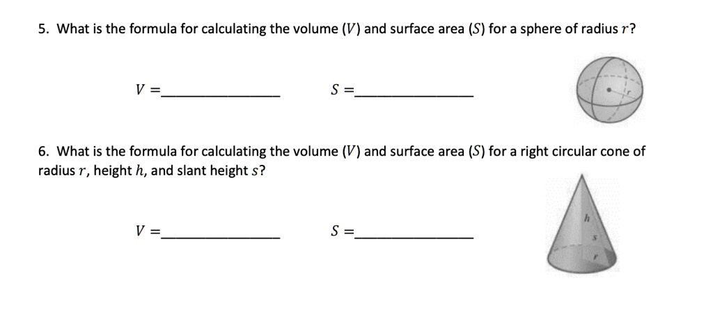 SOLVED: What is the formula for calculating the volume and surface area ...