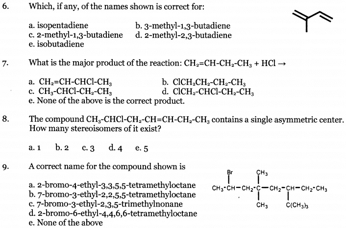 SOLVED: 6) Which, if any, of the names shown, is correct for: 7) What ...