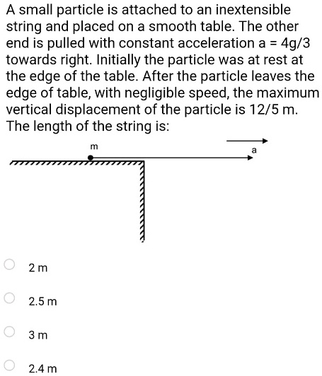 SOLVED: A small particle is attached to an inextensible string and placed on a smooth table. The ...