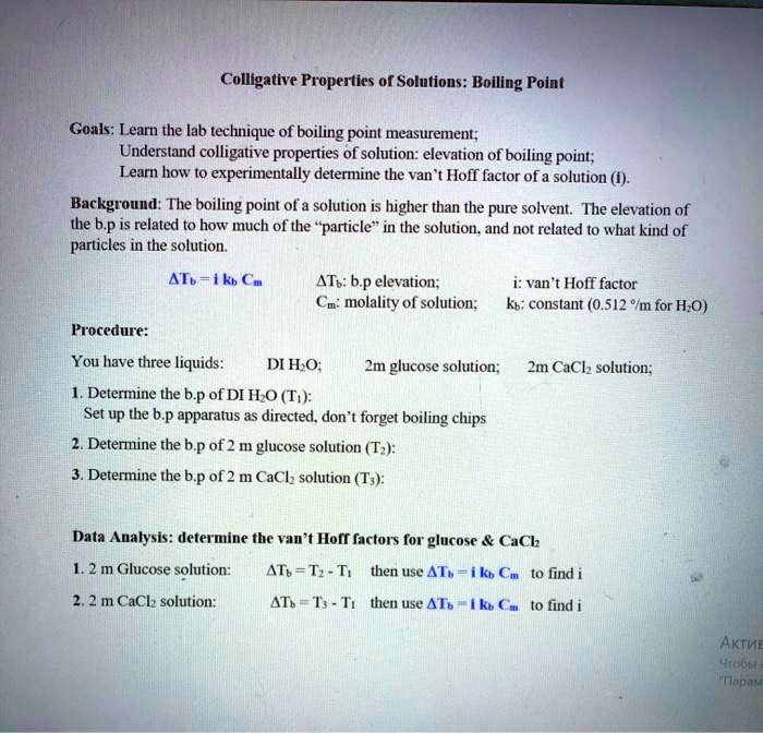 SOLVED:Colligative Properties of Solutions: Boiling Point Goals: Learn ...
