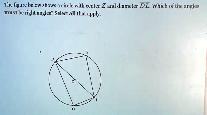 SOLVED: The figure below shows a circle with center Z and diameter DL ...