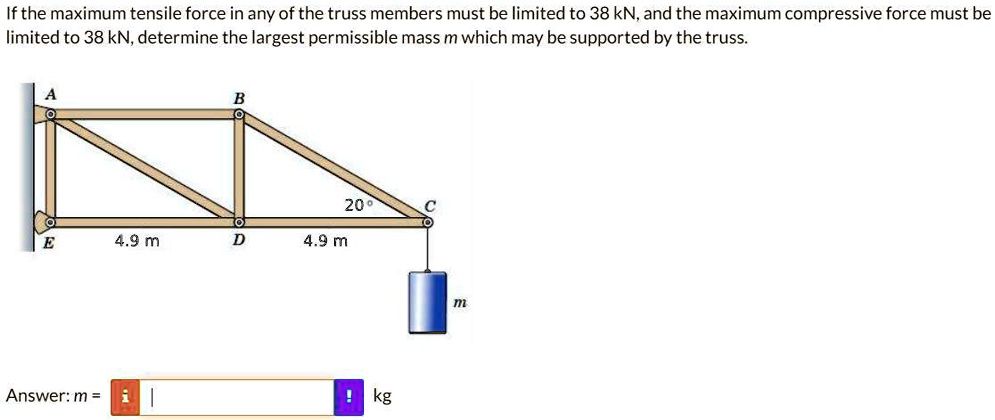 If the maximum tensile force in any of the truss members must be ...