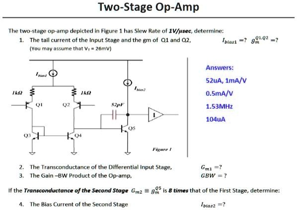 SOLVED: Two-Stage Op-Amp The two-stage op-amp depicted in Figure 1 has a Slew Rate of 1V/Î¼sec ...