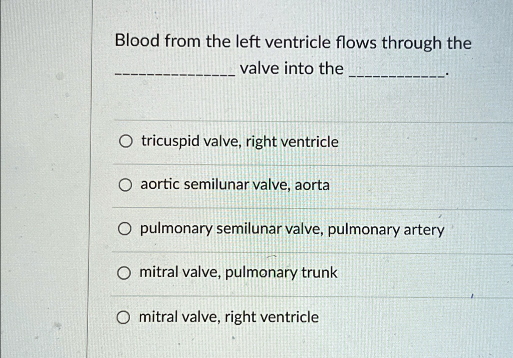 blood from the left ventricle flows through the valve into the ...