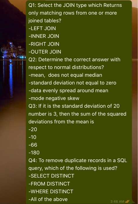 Solved Q1 Select The Join Type Which Returns Only Matching Rows From