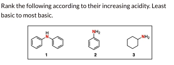 SOLVED: Rank the following according to their increasing acidity Least ...