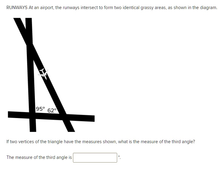 RUNWAYS At an airport, the runways intersect to form two identical ...