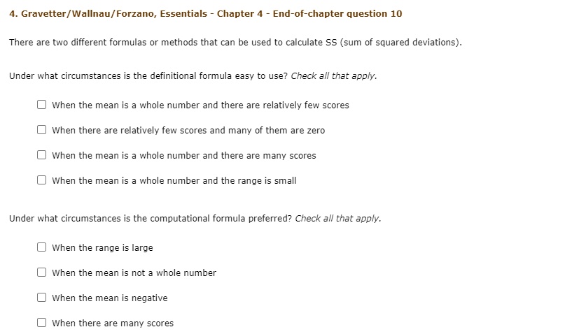 Solved Texts 4 Gravetter Wallnau Forzano Essentials Chapter 4
