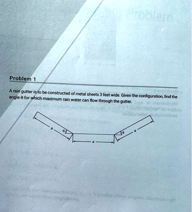 Problem 1 A rain gutter is to be constructed of metal sheets...