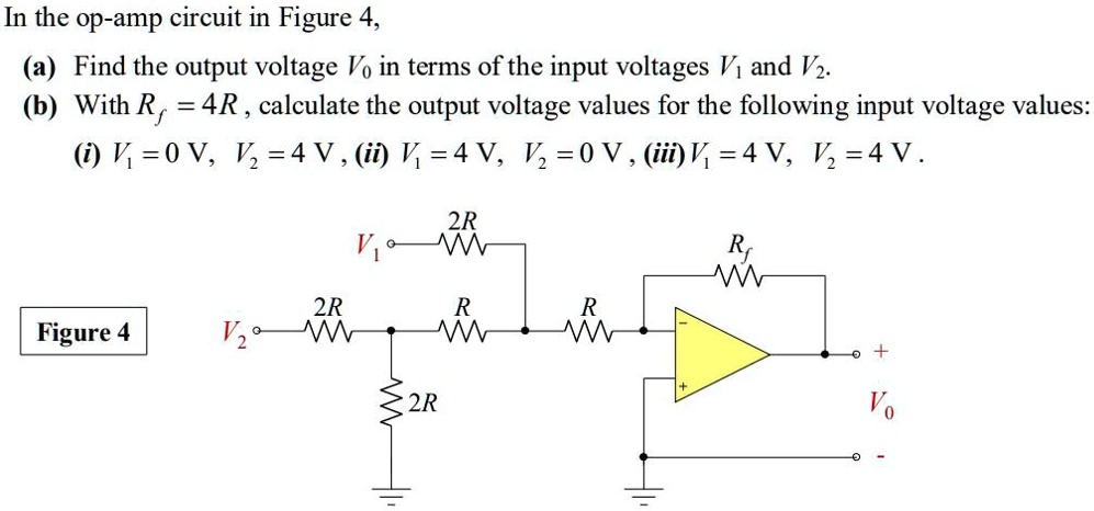 SOLVED: In the op-amp circuit in Figure 4, (a) Find the output voltage Vo in terms of the input ...