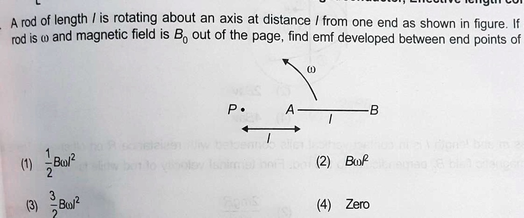 A rod of length l is rotating about an axis at distance l from one end ...