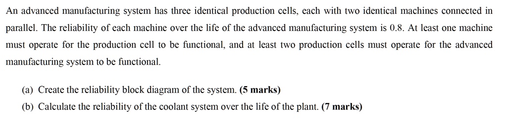 SOLVED: An advanced manufacturing system has three identical production ...