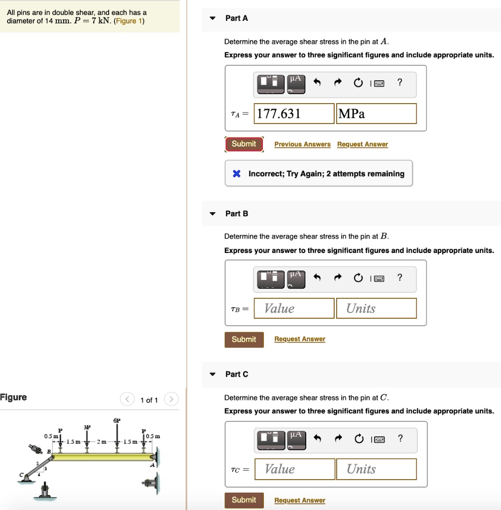 SOLVED: All pins are in double shear, and each has a diameter of 14mm ...