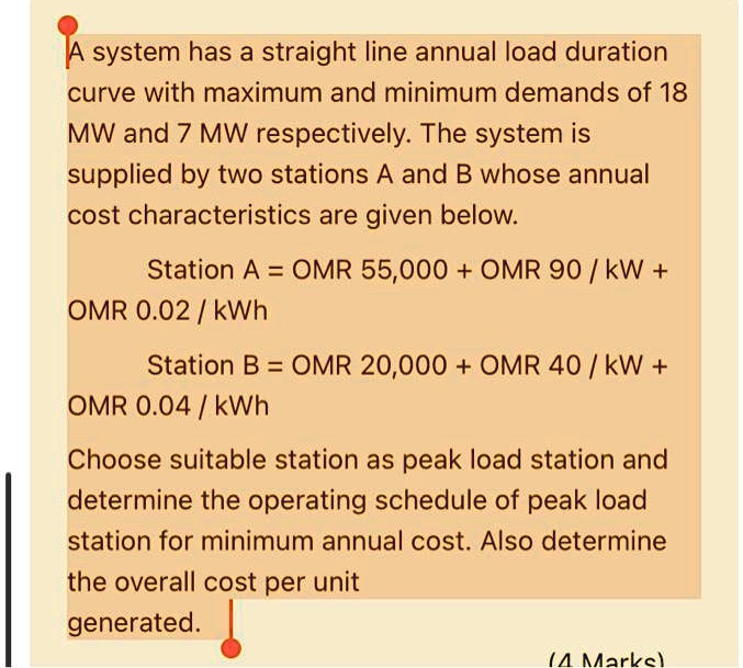A system has a straight line annual load duration curve with maximum ...