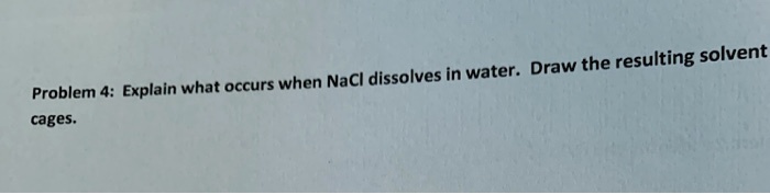 SOLVED: Draw the resulting solvent Explain what occurs when NaCl ...