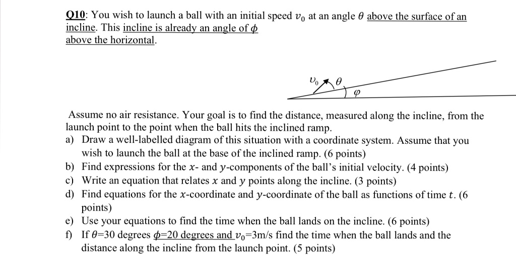 SOLVED:QL: You wish to launch a ball with an initial speed Vo at an ...